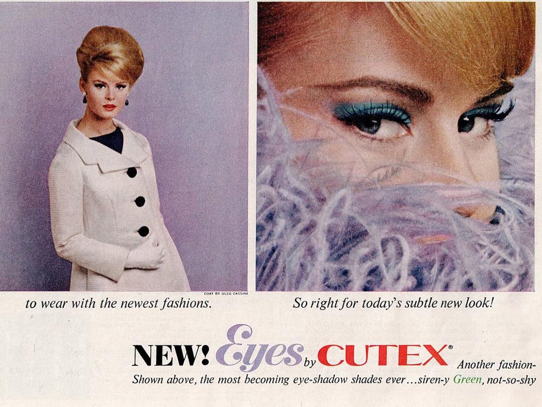 1963 Cutex Cosmetics Beauty Double Page Magazine Ad, Lavender/purple ...