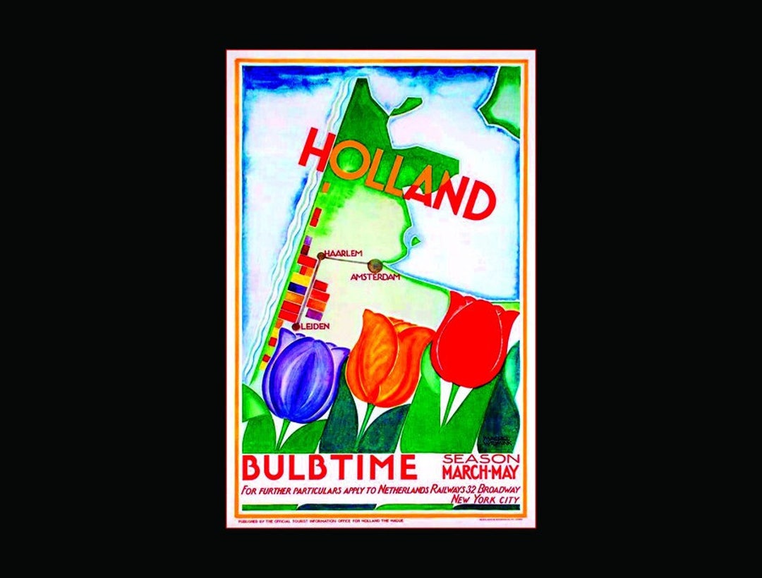 Holland Tulips bulb Time Travel Poster Retro Poster Art Print - Etsy