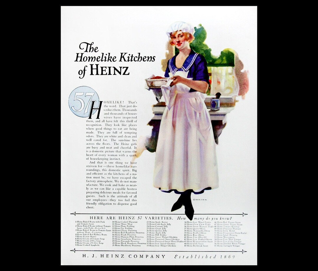 1924 Heinz 57 Magazine Ad, Homelike Kitchens, 57 Varieties, How Many Do ...