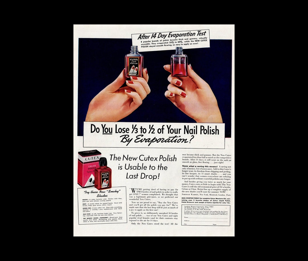1930s Cutex Nail Polish Beauty Magazine Ad, Nail Polish - Etsy