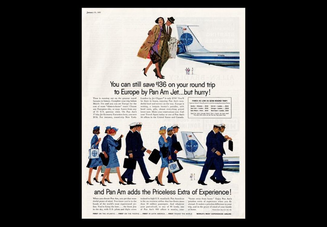 1961 Pan Am Jet Clipper "pilots & Flight Crew" Original Magazine Ad ...
