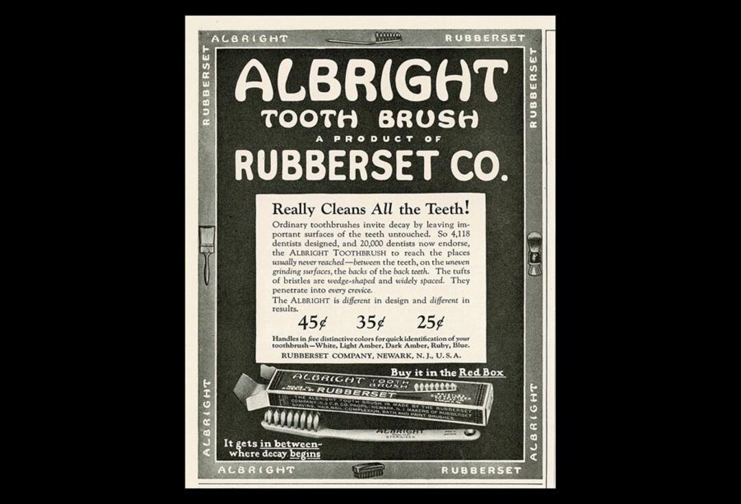 1925 Albright Tooth Brush Magazine Ad Rubberset Co - Etsy