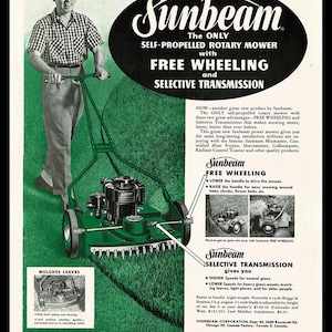 1955 Sunbeam Rotary Lawn Mower Retro Magazine Ad - Etsy