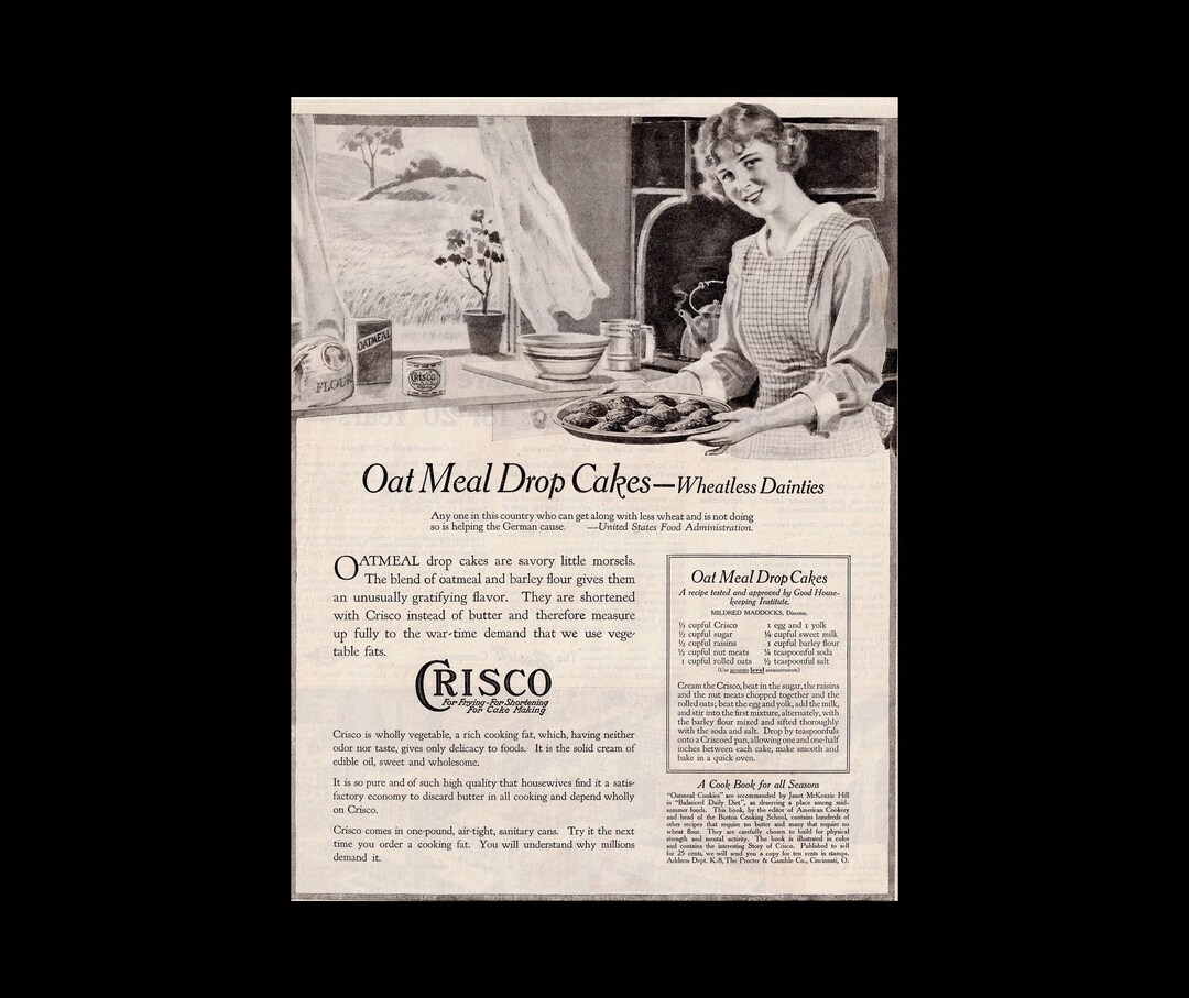 1918 Crisco Magazine Ad, Recipe in Ad - Etsy