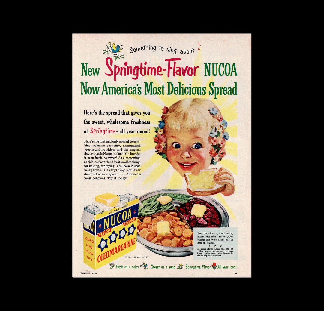 Original 1951 Nucoa Oleomargarine Butter Magazine Ad - Etsy