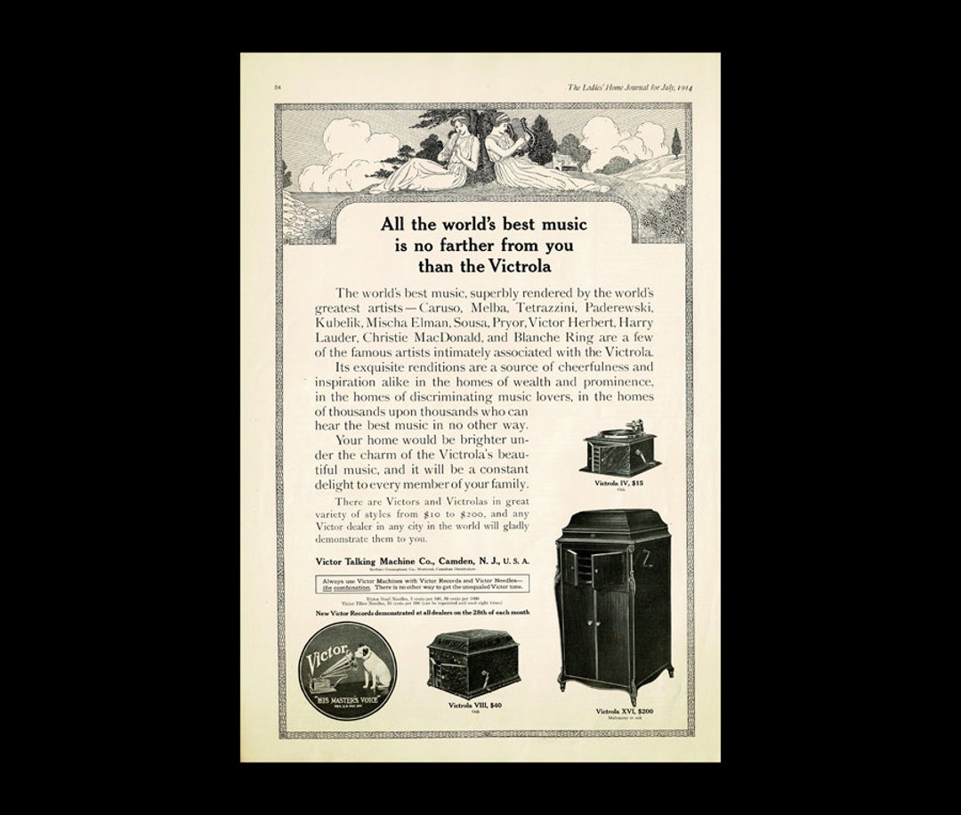 RARE 1914 Victor Victrola Talking Machine Magazine Ad - Etsy