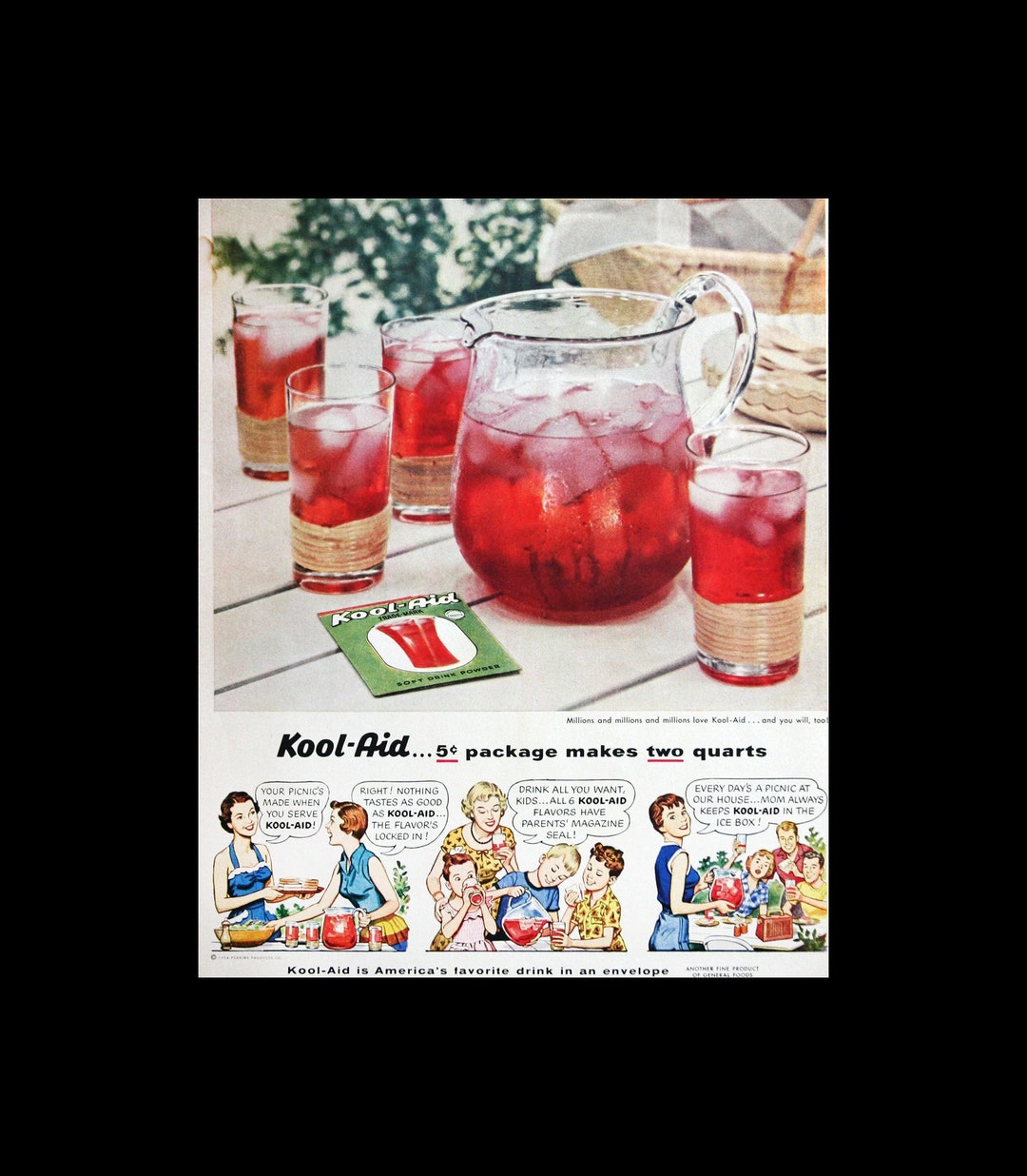 1954 Kool-aid Retro Magazine Ad Kitchen Food Decor - Etsy