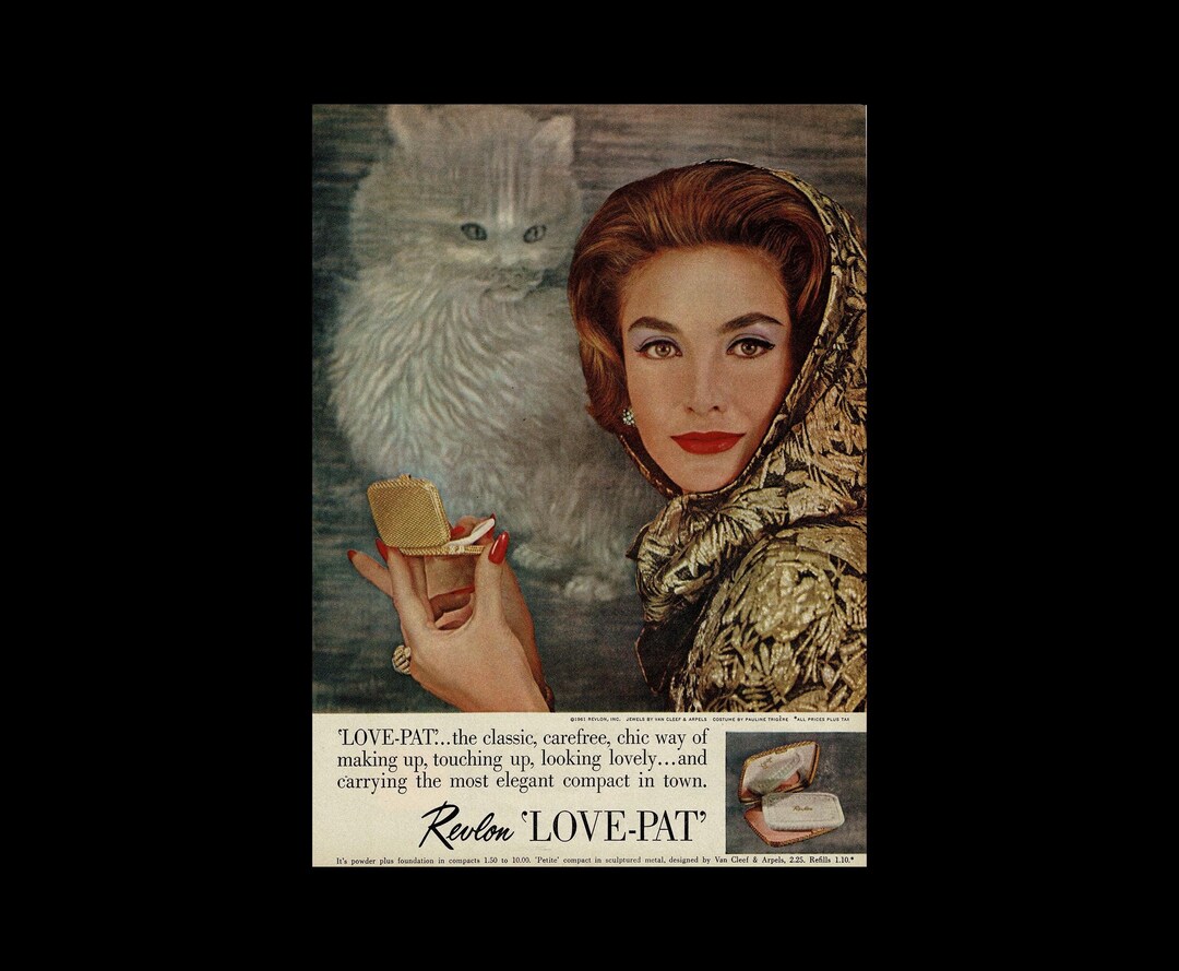 1960s Revlon Love-pat Beauty Cosmetics Magazine Ad: Persian Kitty Cat ...