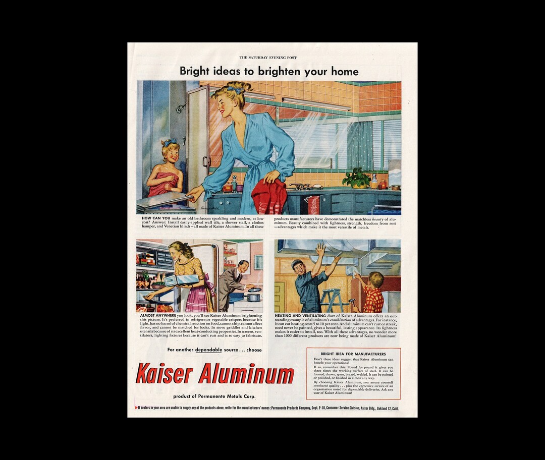 1948 Kaiser Aluminum Bathroom Decor Retro Magazine Ad - Etsy