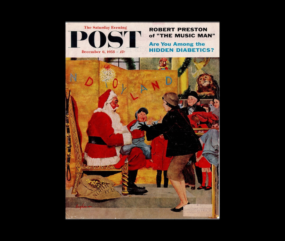 1958 Christmas "unhappy Visit With Santa" Saturday Evening Post ...