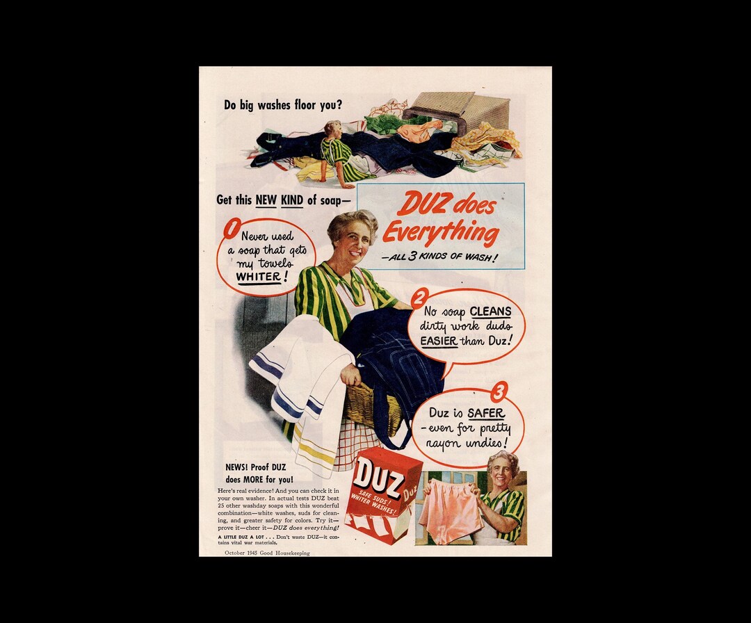 1945 Duz Detergent Retro Magazine Ad - Etsy