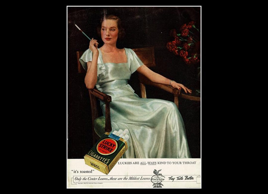 1929 Lucky Strike Cigarettes Magazine Ad, Elegant Evening Gown Fashion ...