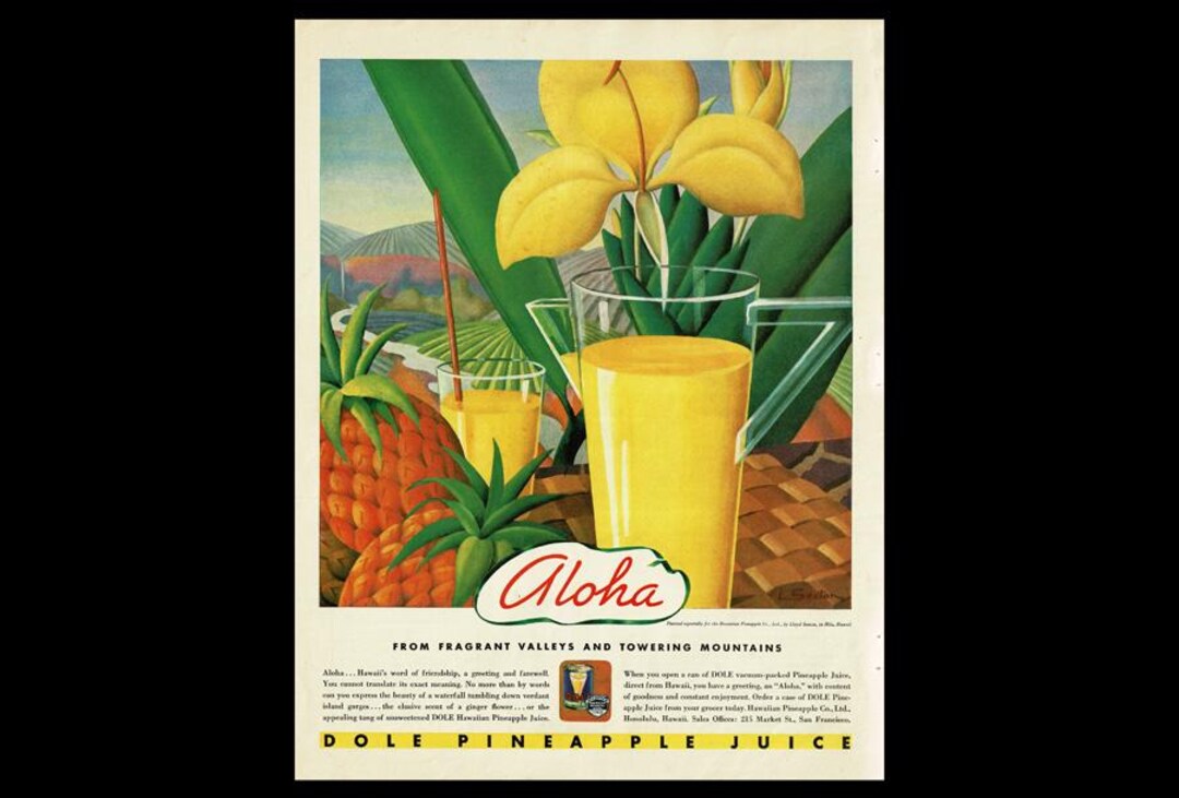 1940s Dole Hawaiian Pineapple Magazine Ad, Artwork by Lloyd Sexton - Etsy