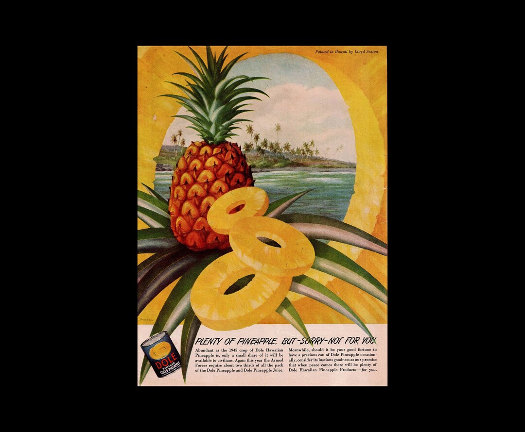 1945 Dole Hawaiian Pineapple WWII Wartime Magazine Ad - Etsy