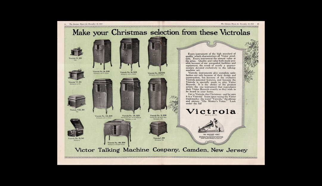 1921 Victor Victrola Talking Machine Magazine Ad - Etsy