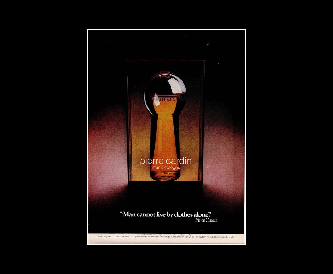 1974 Pierre Cardin Man's Cologne Magazine Ad - Etsy