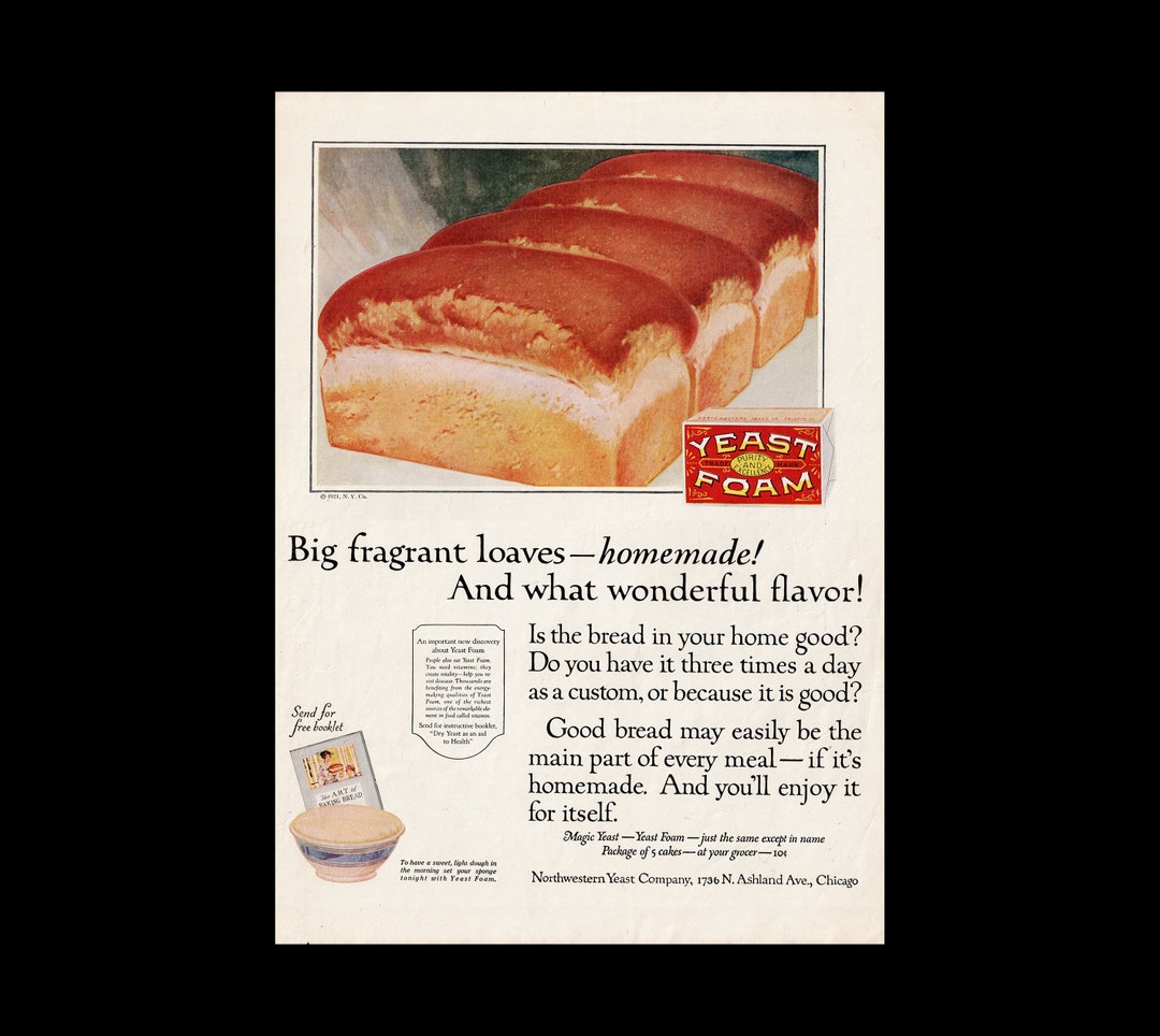 Vintage 1921 Yeast Foam Bread Magazine Ad - Etsy