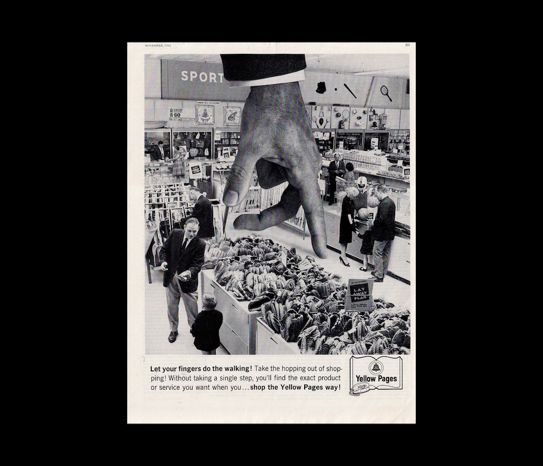1962 Yellow Pages "let Your Fingers Do the Walking" Magazine Ad, Sports ...