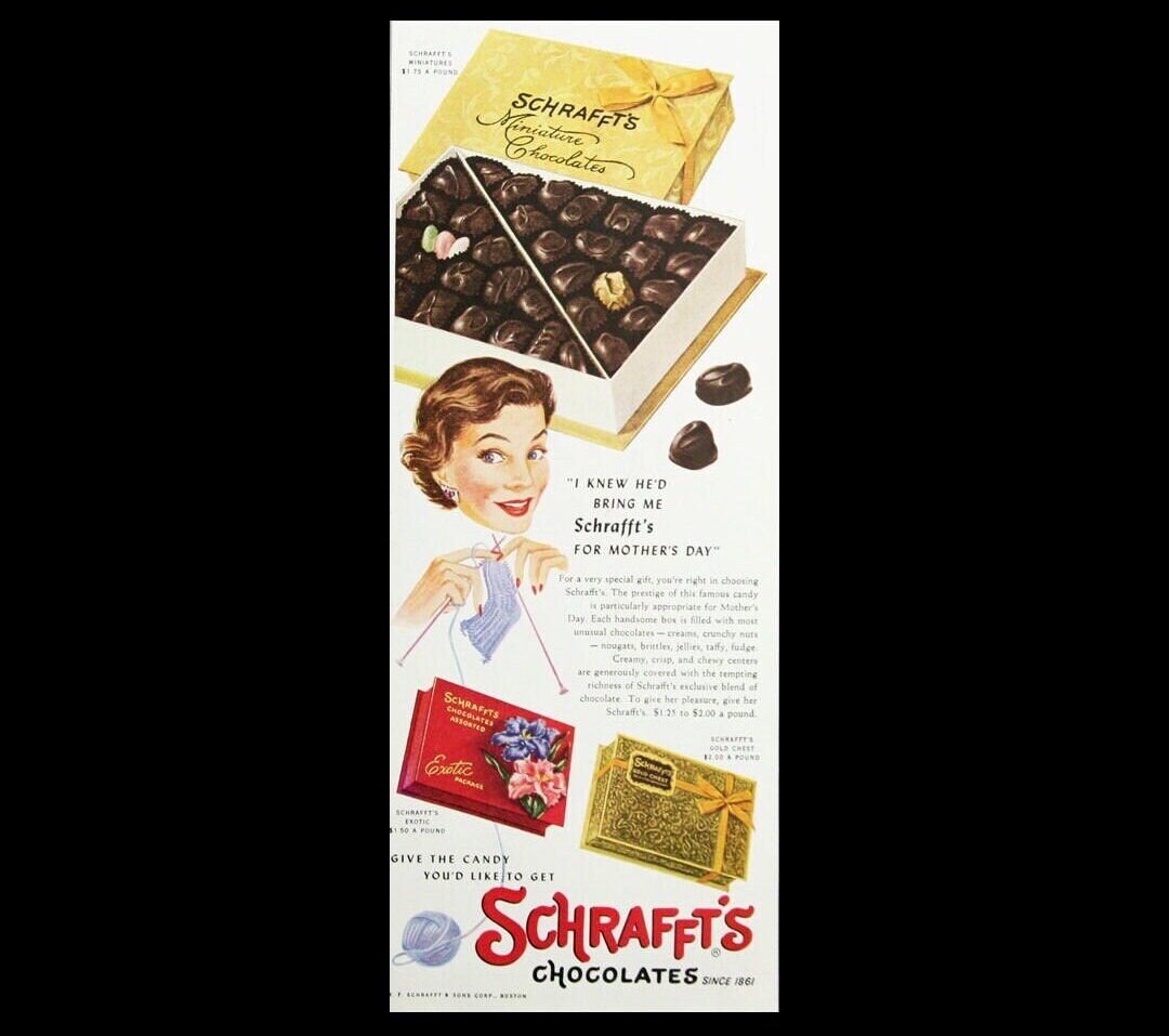 1955 Shaeffer's Chocolate Mother's Day Candy Magazine Ad - Etsy