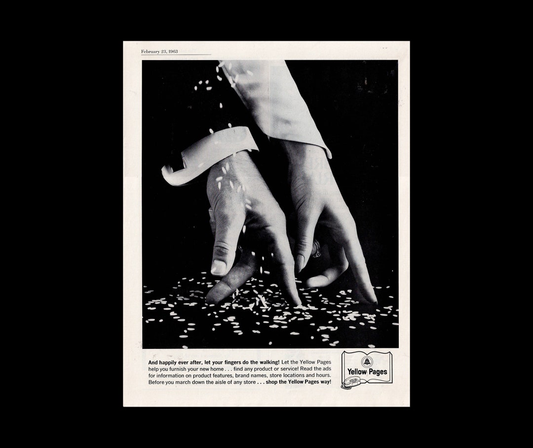 1962 Yellow Pages "let Your Fingers Do the Walking" Magazine Ad, Just ...