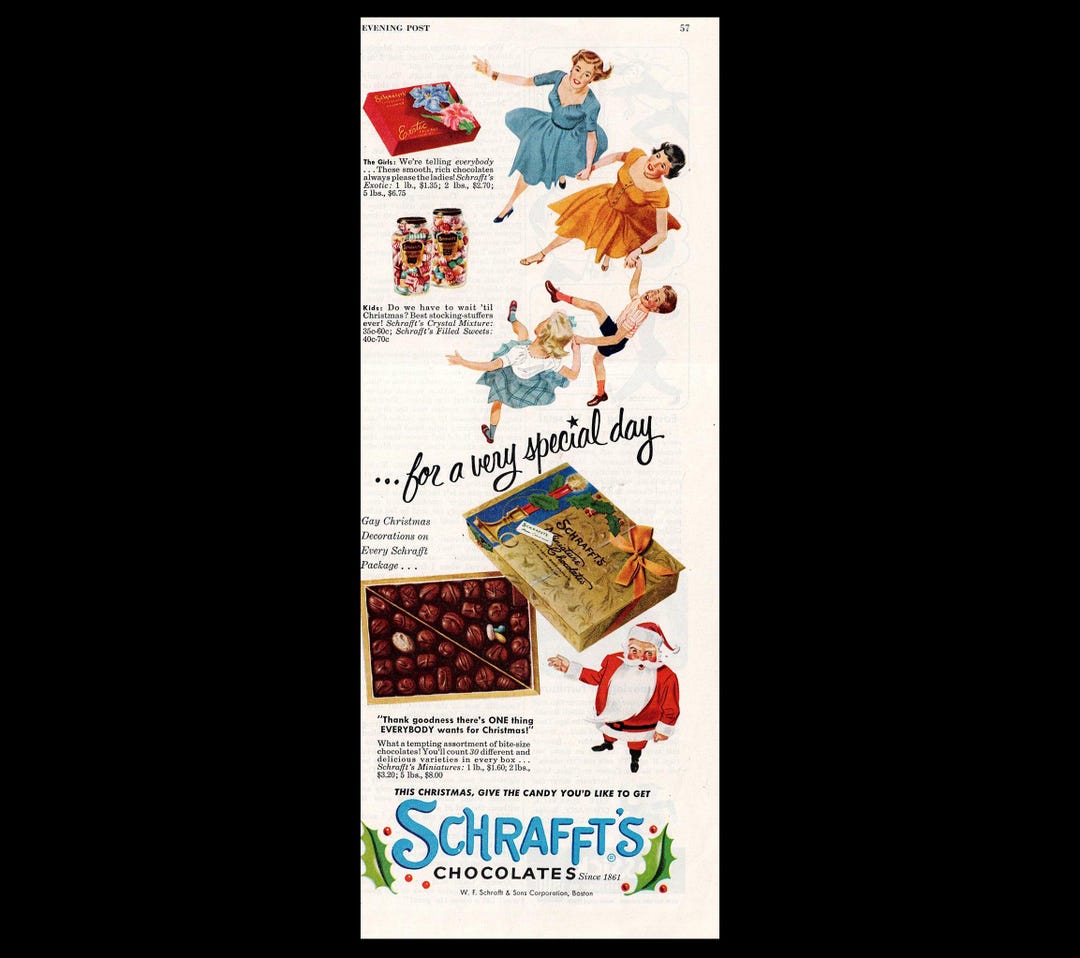 1952 Schrafft's Chocolates Candy Magazine Ad - Etsy