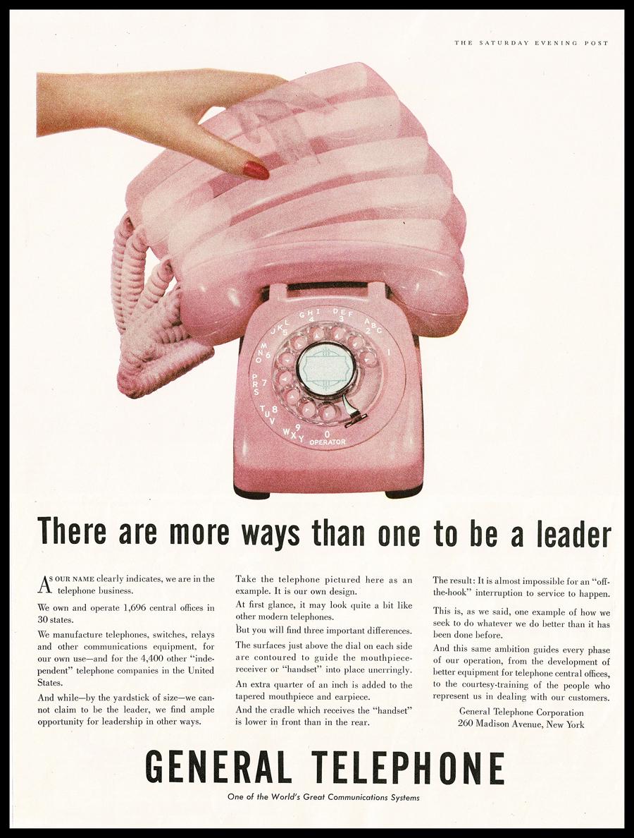 1958 General Telephone Pink Telephone Retro Magazine Ad - Etsy