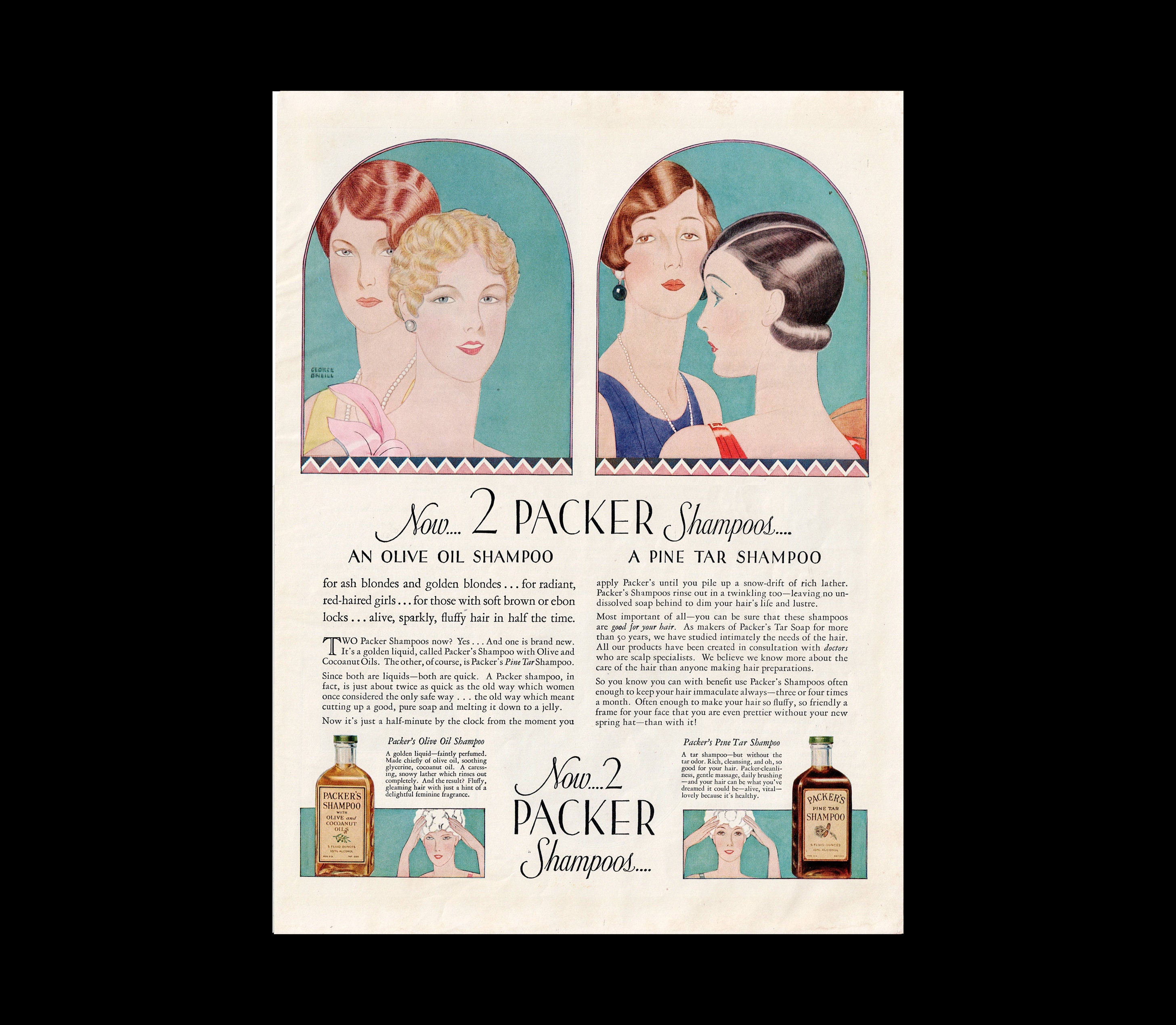 Original 1920s Art Deco Packer's Pine Tar Shampoo Beauty Magazine Ad ...
