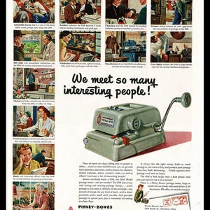 1951 Pitney Bowes Postage Meter Retro Magazine Ad, Vintage USPS Postal ...