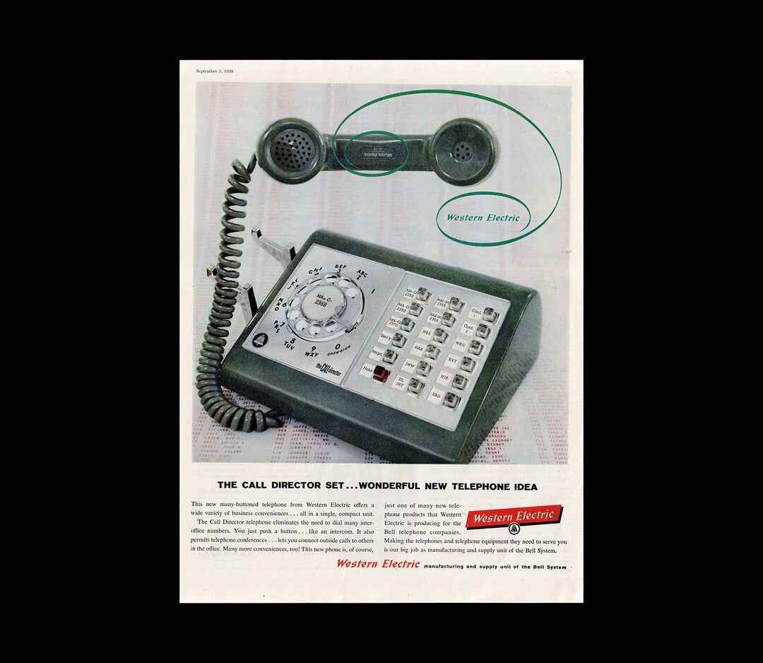 1959 Western Electric Green Telephone Call Director Set Magazine Ad - Etsy