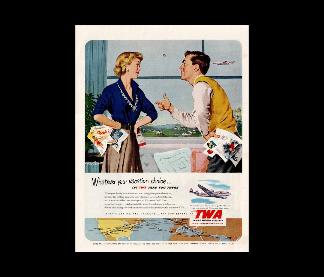 1951 TWA Airlines Magazine Ad, Whatever Your Vacation Choice - Etsy
