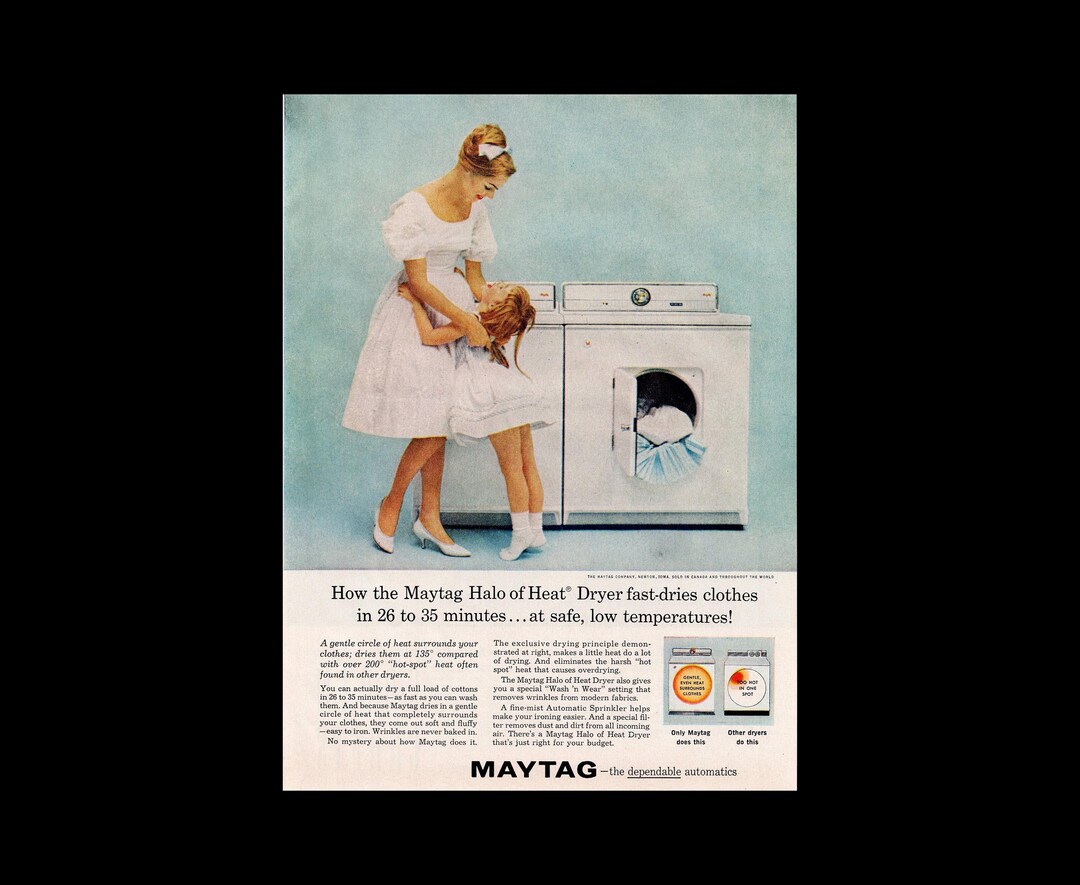 1960 Maytag Washer Dryer Original Magazine Ad, Laundry Room Decor - Etsy