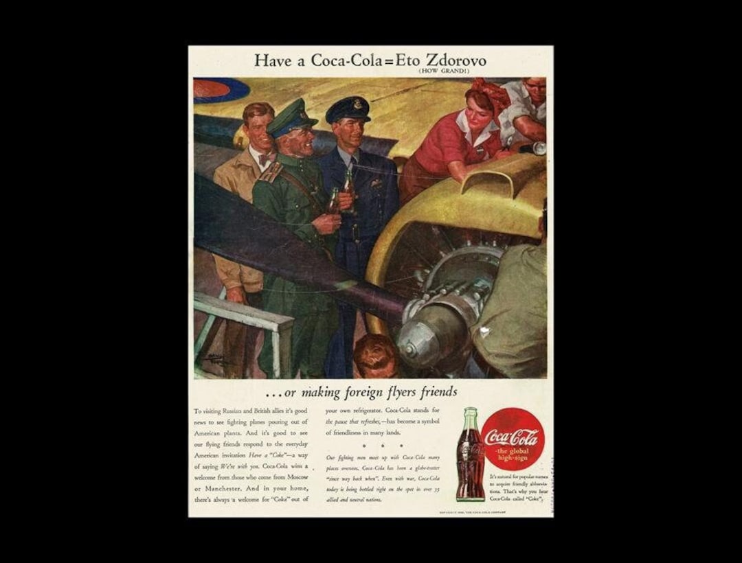 1944 Coca-cola Coke "foreign Flying Friends" Magazine Ad, WWII Military ...