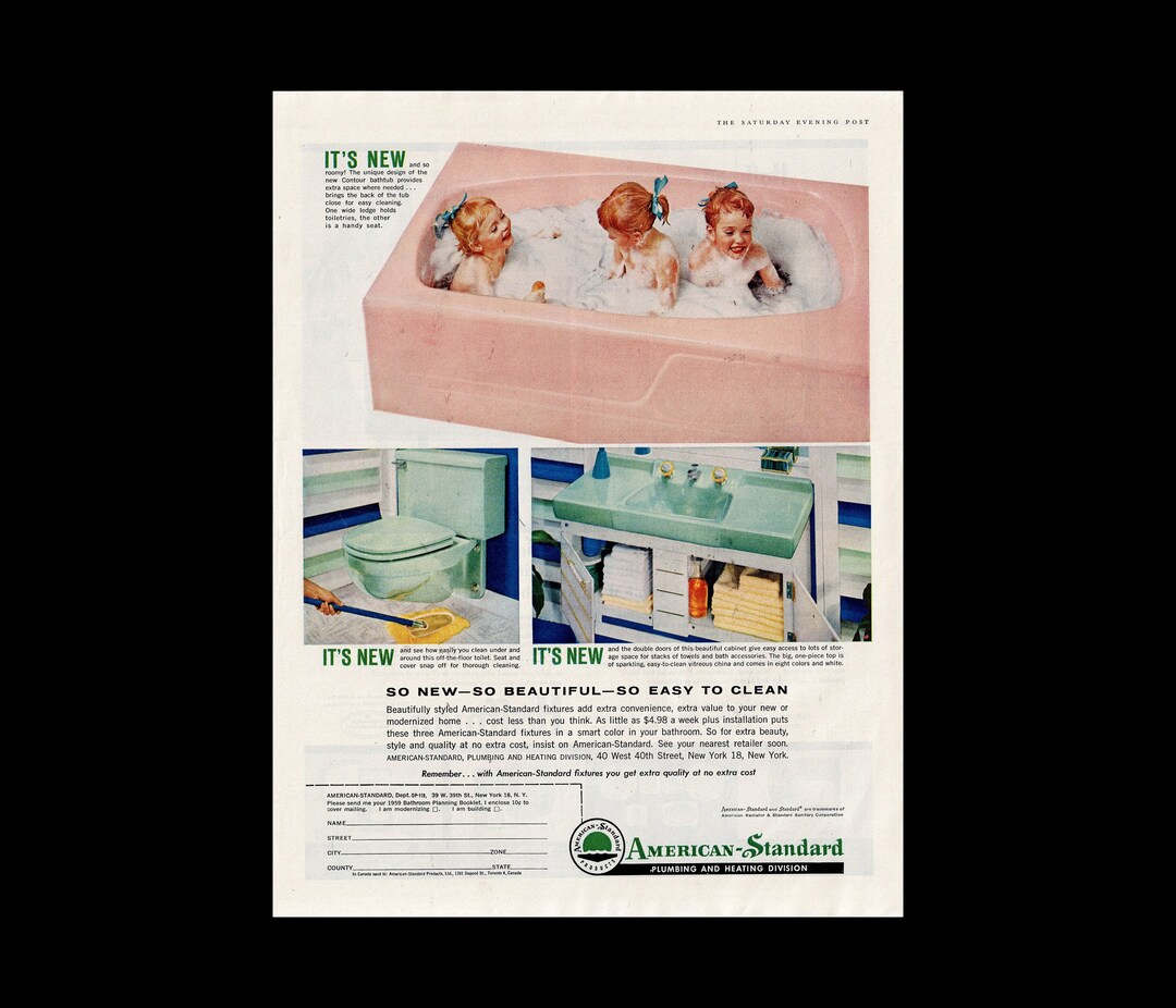 1959 American-standard Plumbing Magazine Ad, Bathroom Decor - Etsy