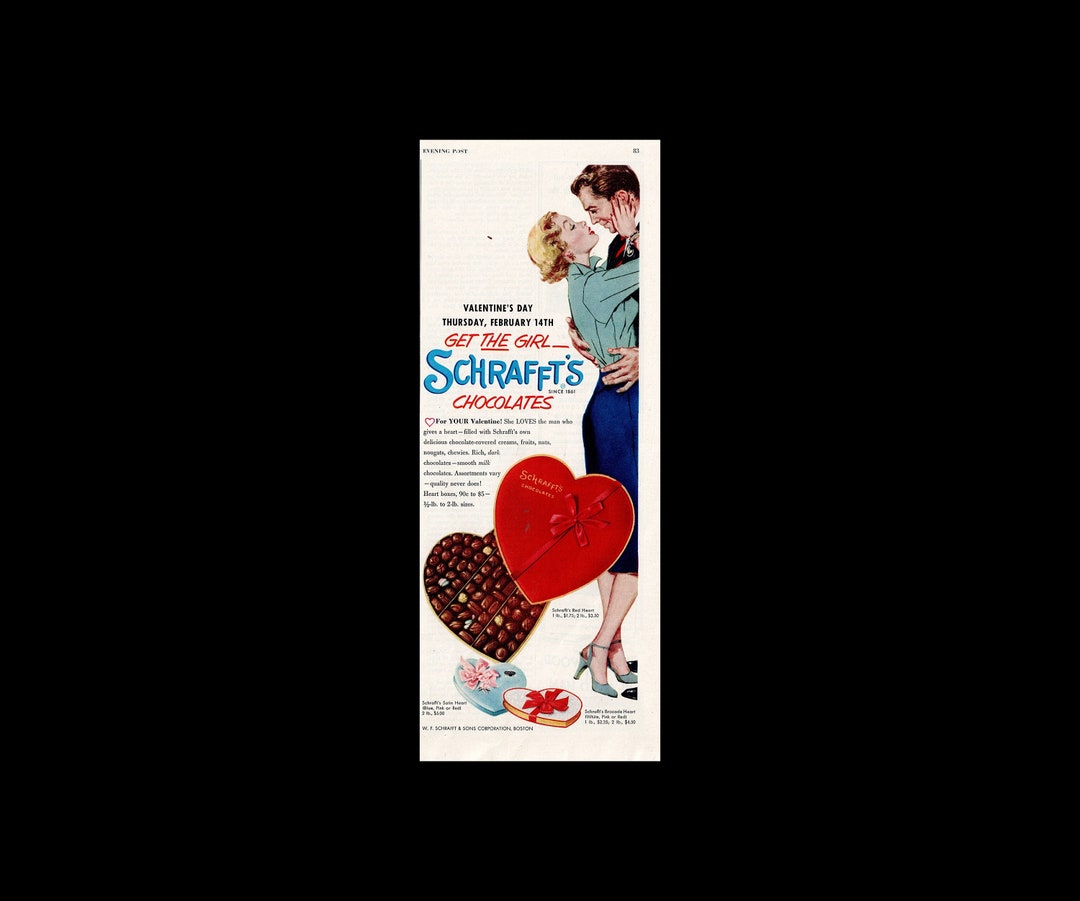 1952 Schrafft's Chocolates Candy Magazine Ad, Valentine's Day - Etsy