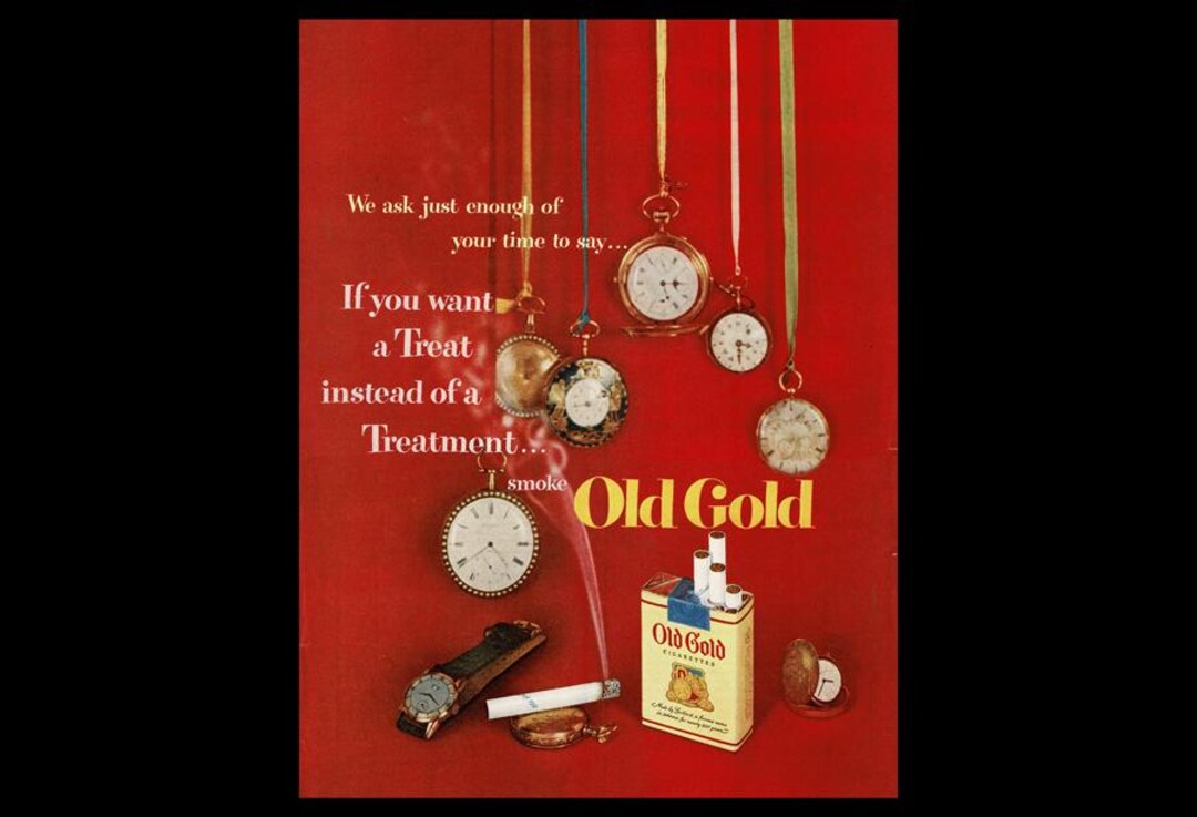1951 Old Gold Cigarettes "pocket Watch" Magazine Ad - Etsy