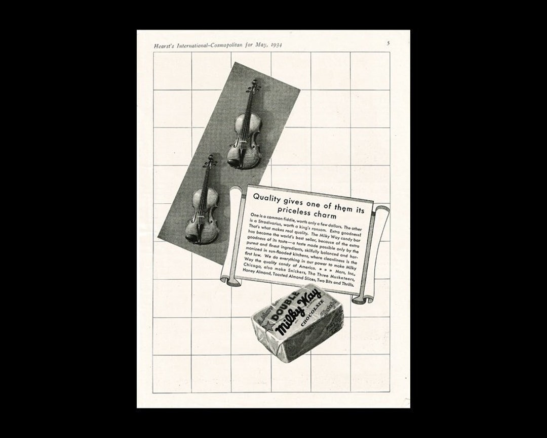 1934 Milky Way "fiddle & Stradivarius" Candy Magazine Ad - Etsy