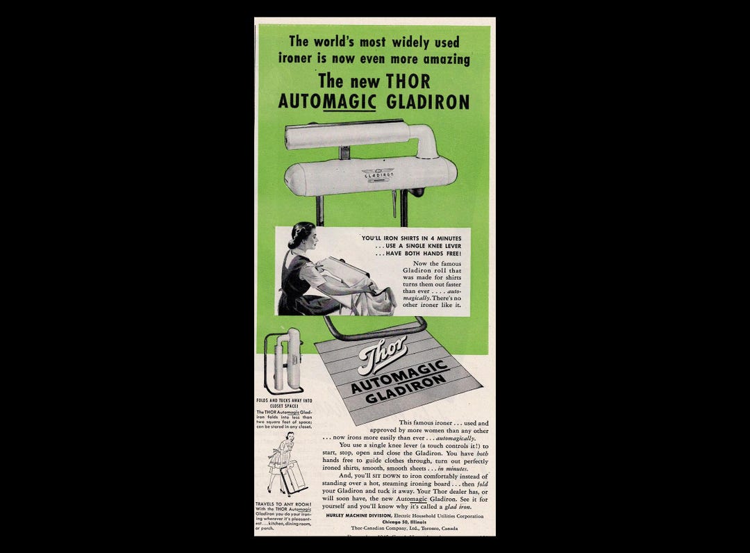 1945 Thor Automatic Gladiron Magazine Ad Washer Dryer Appliances, Green ...