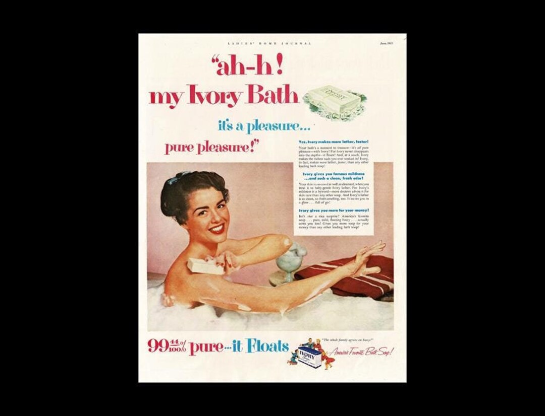 1953 Ivory Soap Beauty Retro Magazine Ad, Bathroom Bubbles - Etsy
