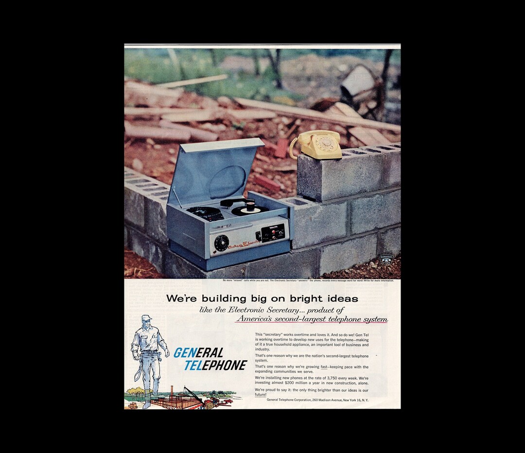 1950s General Telephone "electronic Secretary" Magazine Ad - Etsy