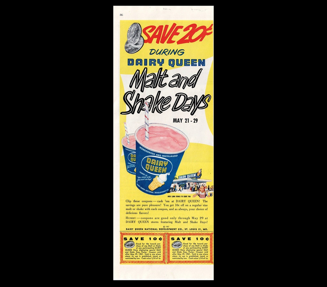 1951 Dairy Queen Malt & Shake Days Magazine Ad - Etsy