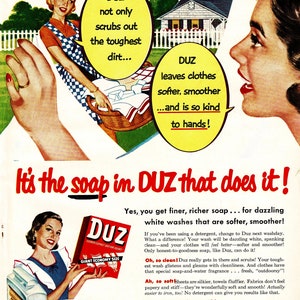 1953 Duz Detergent Magazine Ad, Laundry Room Decor - Etsy