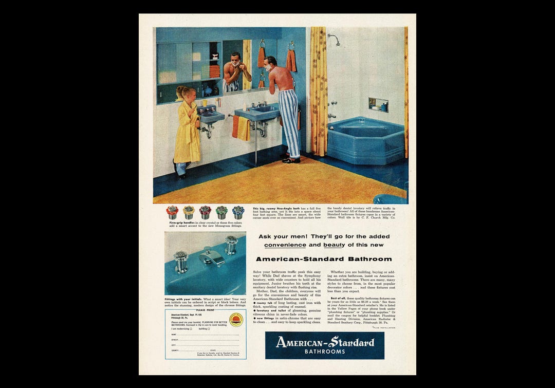 1955 American Standard Bathroom Plumbing Magazine Ad: Father Son ...