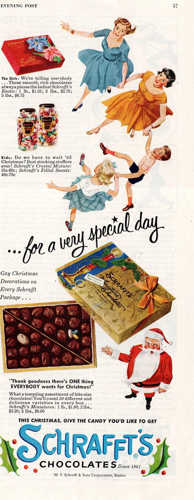 1952 Schrafft's Chocolates Candy Magazine Ad - Etsy