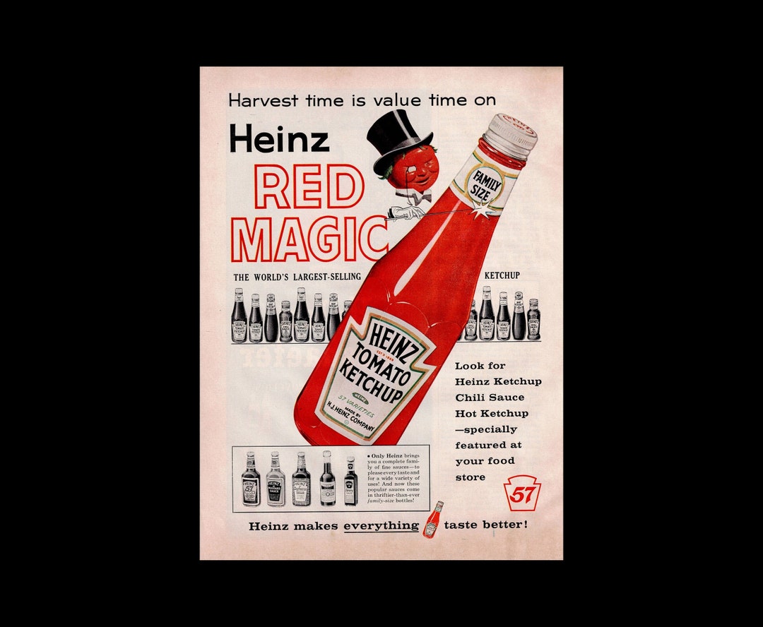 1950s Heinz 57 Tomato Ketchup Magazine Ad Kitchen Food Decor Etsy