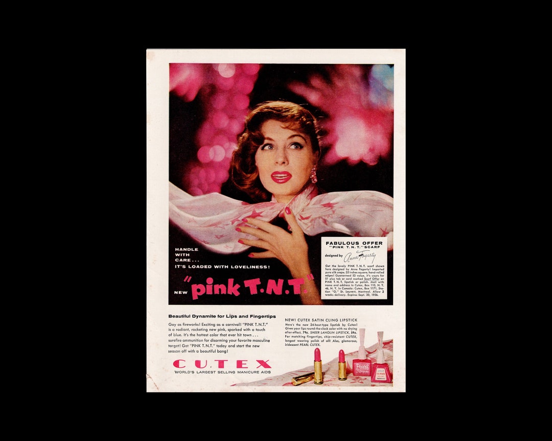 1956 Cutex pink Tint Cosmetics Beauty Magazine Ad - Etsy