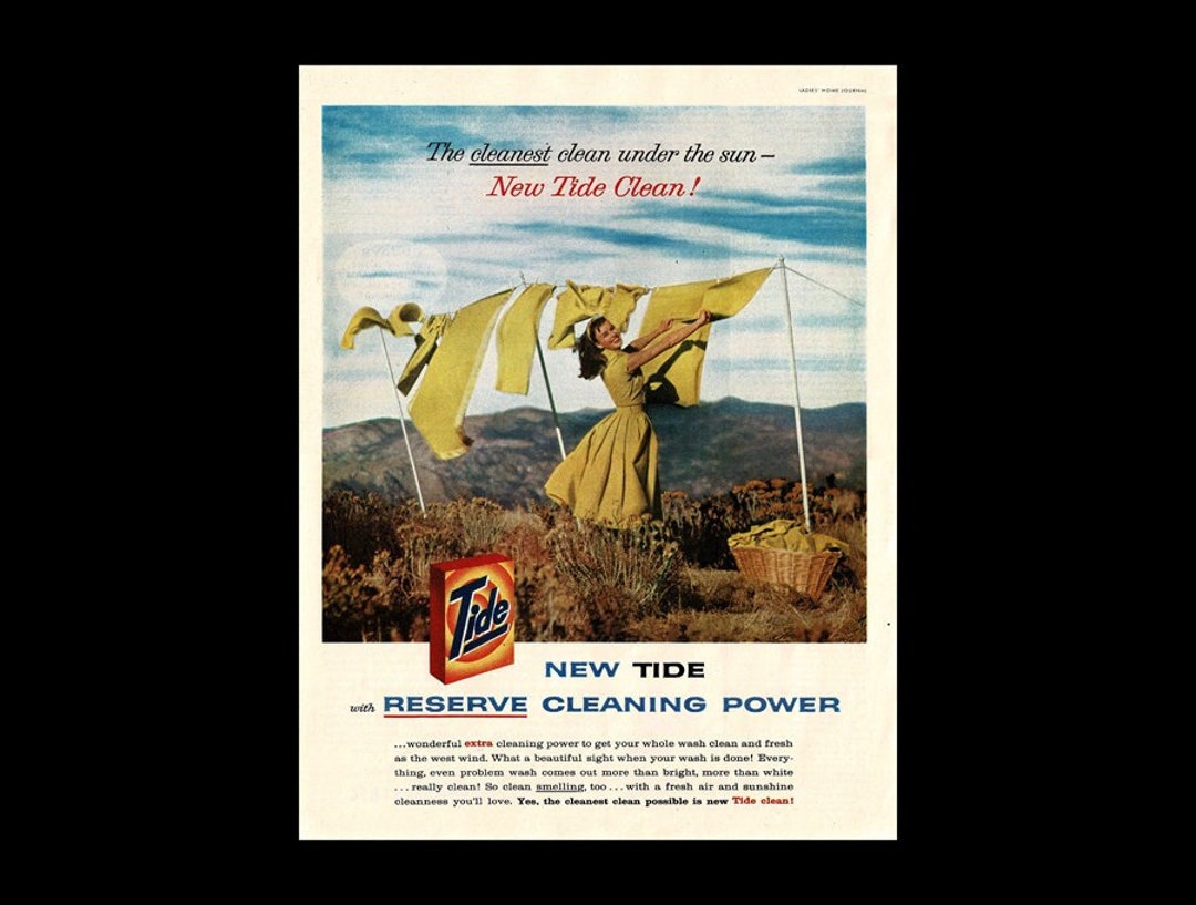 1958 Tide Proctor & Gamble Retro Magazine Ad, Yellow Gold Decor - Etsy