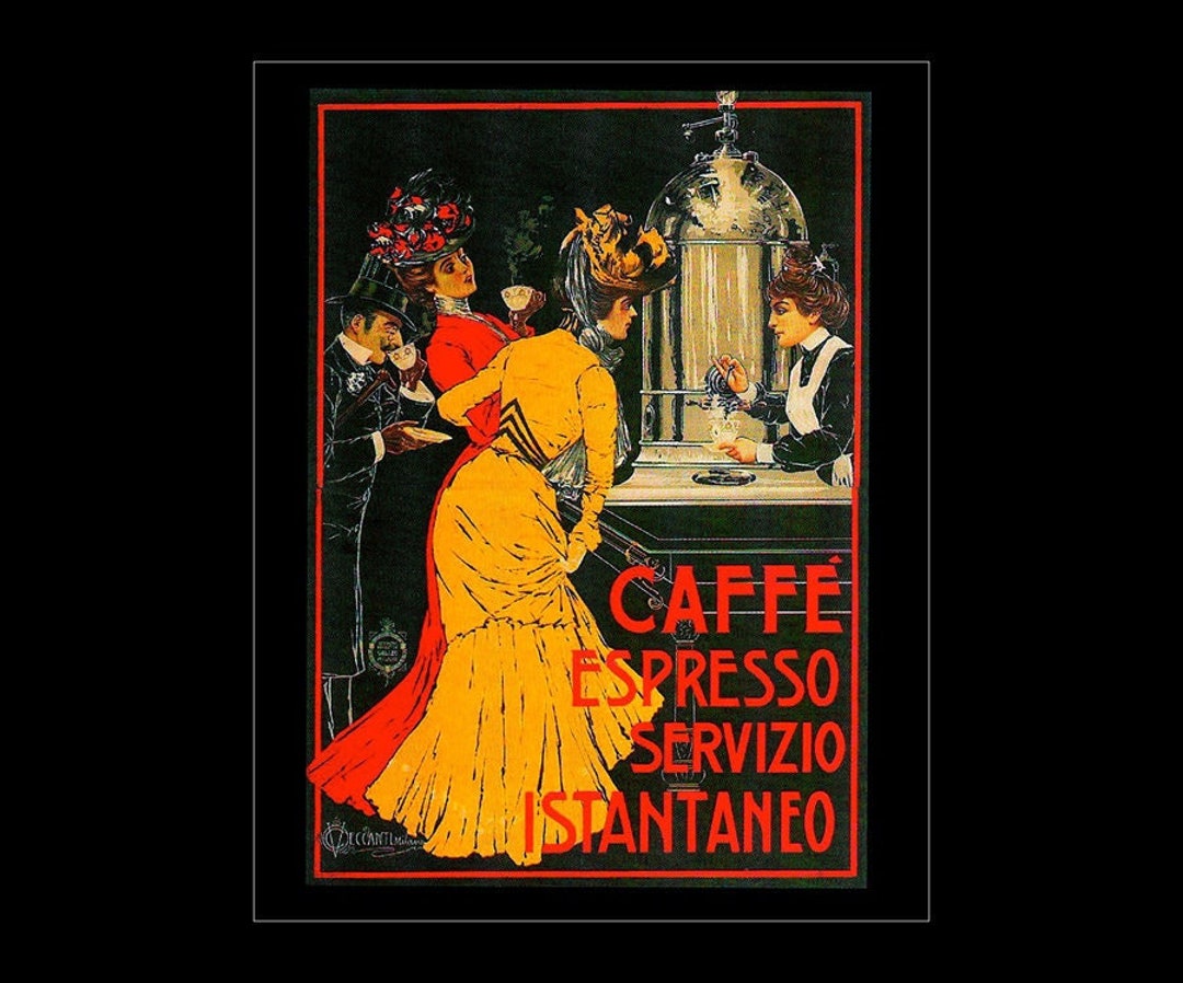 1900s Caffe Espresso Ad Retro Poster Art Print, Coffee Station/bar ...