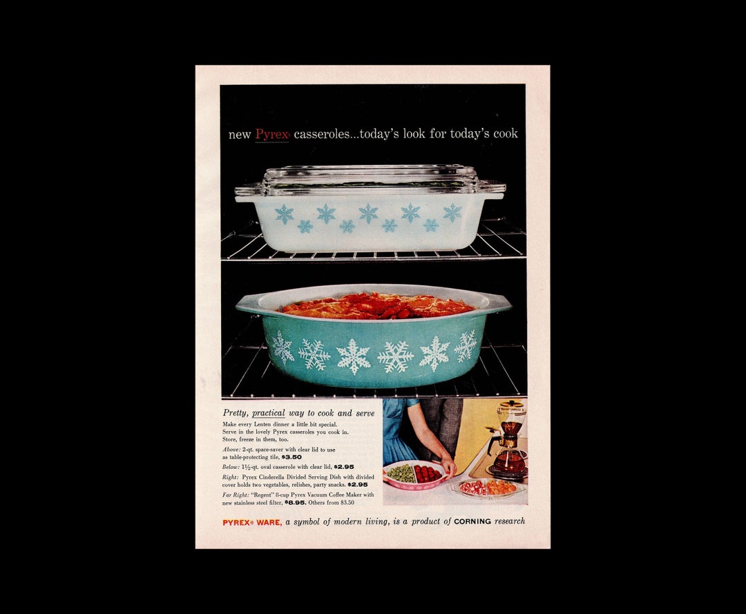 1959 Pyrex Snowflake Corning Ware Magazine Ad - Etsy
