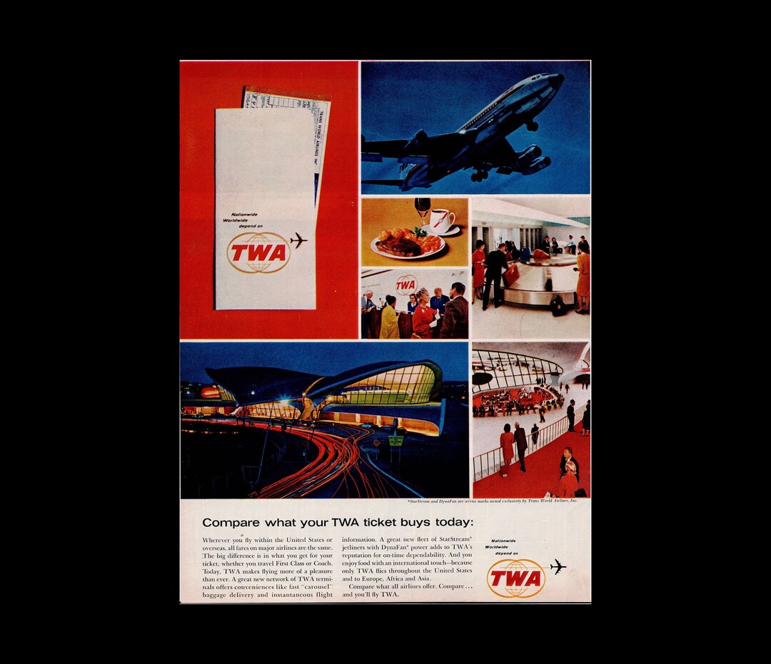 1962 TWA Star Stream Jetliner With Dynafan Airline Magazine Ad - Etsy
