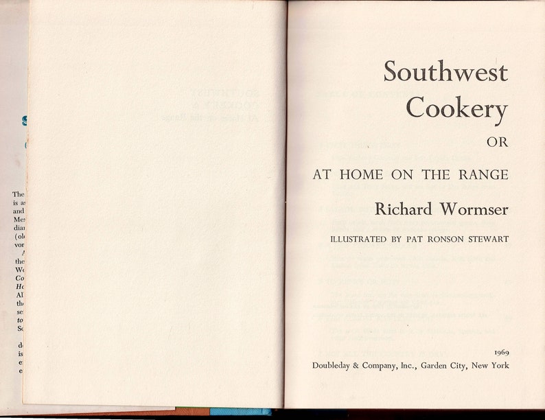 1969 Southwest Cookery, Or, at Home on the Range by Richard Wormser - Etsy
